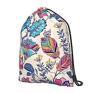 OVPSZFYO Flower Gym Drawstring Backpack Floral String Bag for Women Folding Waterproof for Yoga Shopping Sports Beach Swimming Workout Travel