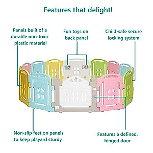 Dream On Me 14 Panel Groovy Play Center, Play Pen, Playard in Multi Colors