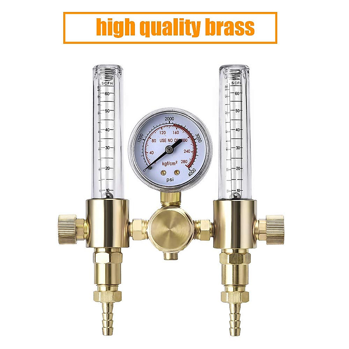 EZYOU Dual Output Argon MIG TIG Flow Meter & Regulator 0-60CFH CGA580 Inlet 5/"8 UNF-18RH Outlet
