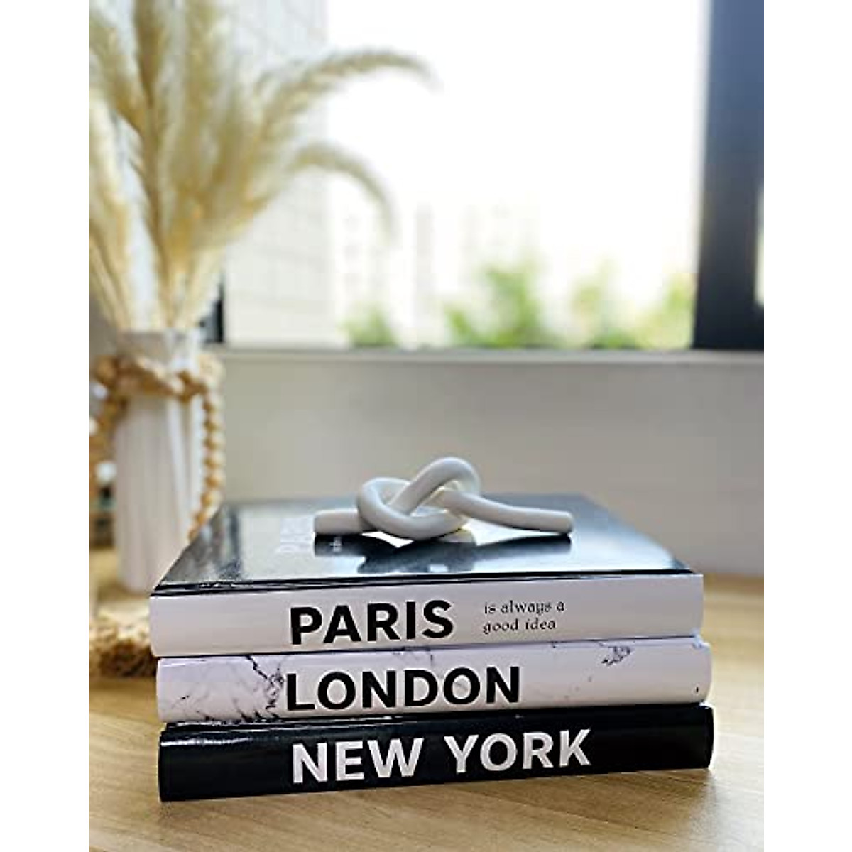 3 Pieces Fashion Decorative Book,Hardcover Modern Decorative Book Stack,Fashion Design Book Set,Display Books for Coffee Tables/Shelves(Paris/New York/London)