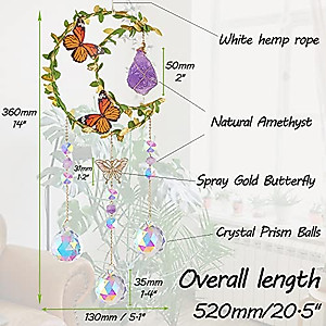 Suncatcher - Amethyst Moon Crystal Sun Catcher Window Hanging, Good Luck Charms Gifts for Women Chrismas Thanksgiving Birthday Crystal