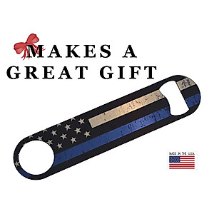 Thin Blue Line Police Officer Speed Bottle Opener Heavy Duty Gift Law Enforcement Blue Lives Matter Flag