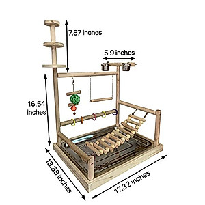 WYunpets Bird Perch Platform Stand Wood Bird Playground for Small Animals Parrot Parakeet Conure Cockatiel Budgie Gerbil Rat Mouse Chinchilla Hamster Cage Accessories Exercise Toys Sector