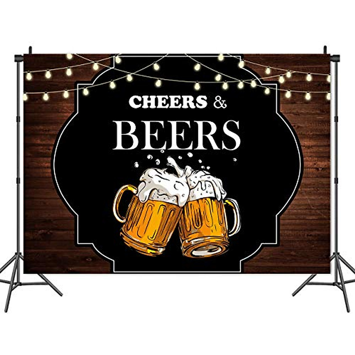 Retro Rustic Wooden Board Photography Backdrop Cheers and Beers Mug Photo Background 30th 40th 50th Birthday Party Decorations Photo Booths Studio Props Vinyl 5x3ft Banner Supplies