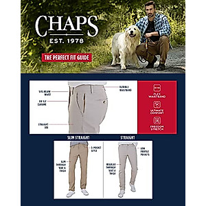 Chaps Men's Khaki Pants - Classic Straight Fit Casual Pant - Comfort Stretch Chinos with Flex Waistband for Men, Size 38W x 30L, American Black
