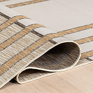 nuLOOM 7' x 9' Upgraded Performance Outdoor Area Rug, Stain Resistant, Durable, Modern, Patio, Balcony, Living Room, Dining Room, Damsel Beige