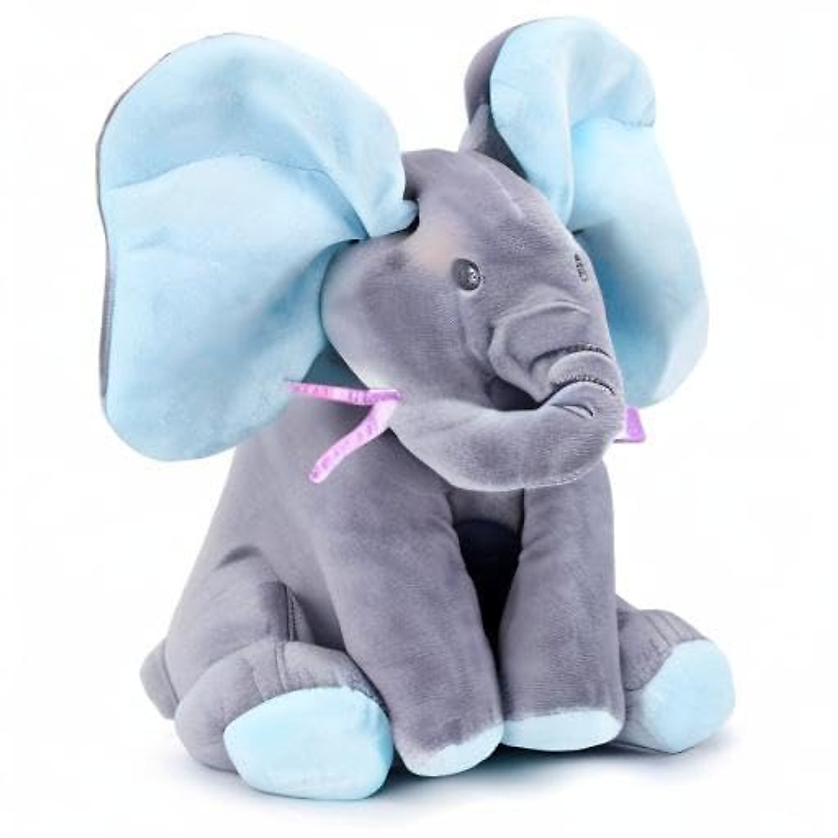KW-Joey Animated Elephant Toys, Plush Singing Elephant with Ears Moving Electric Plush Toy, Adorable Elephant Stuffed Animal Toy for Baby's Gift, Blue, 12 inches