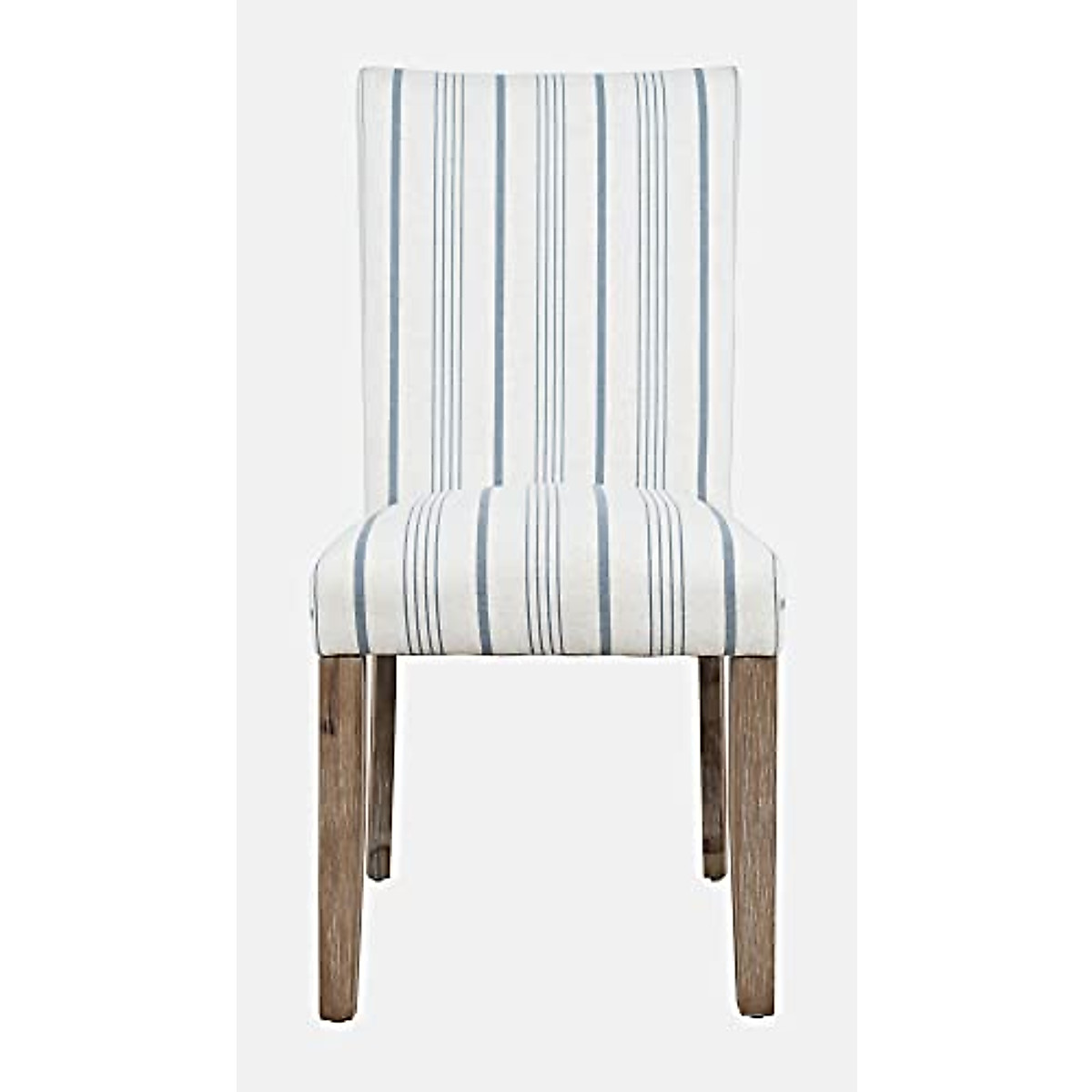 Jofran Eastern Tides Upholstered Parsons Dining Chair, Off-White with Blue Stripes