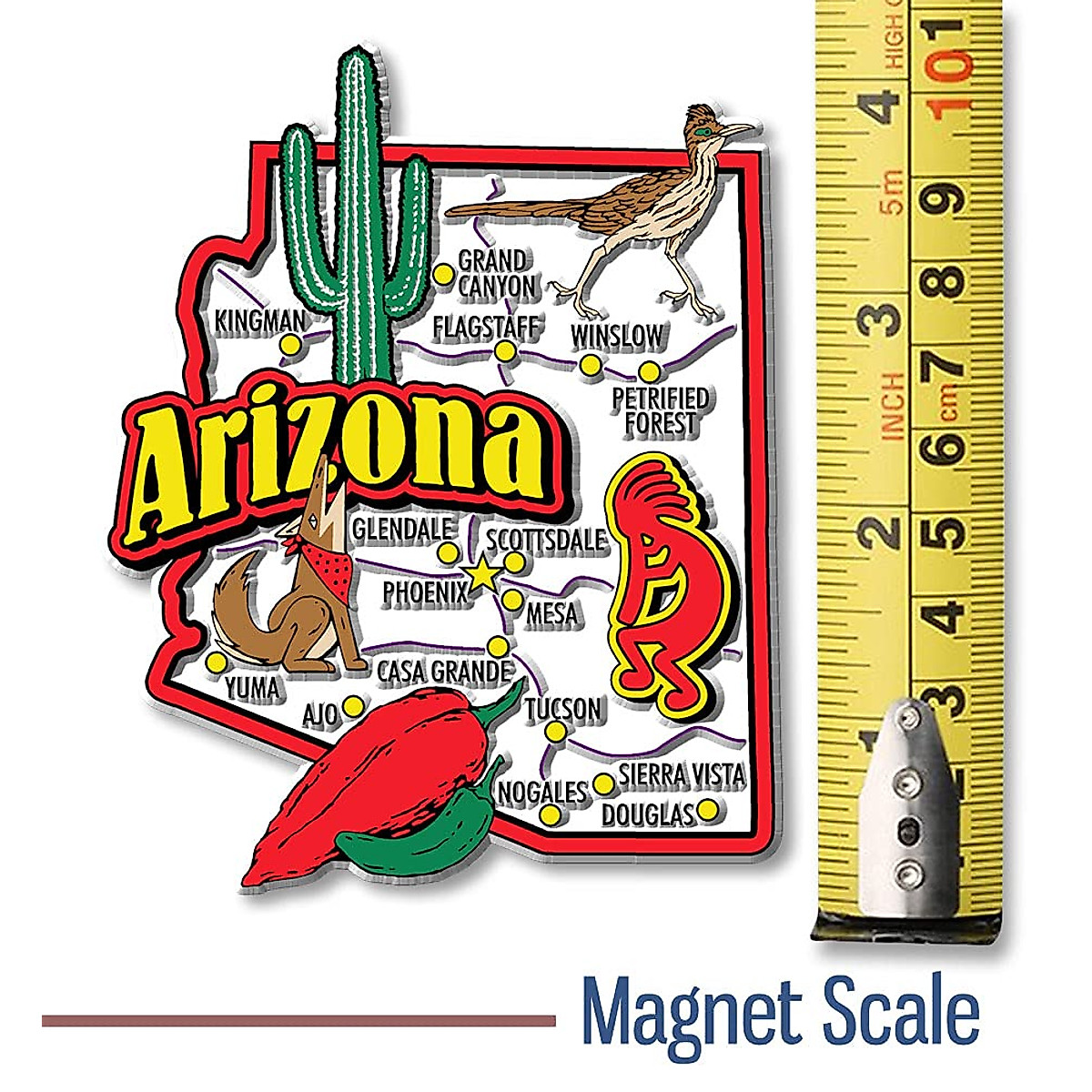 Arizona Jumbo State Magnet by Classic Magnets, 3.2" x 4.1", Collectible Souvenirs Made in The USA