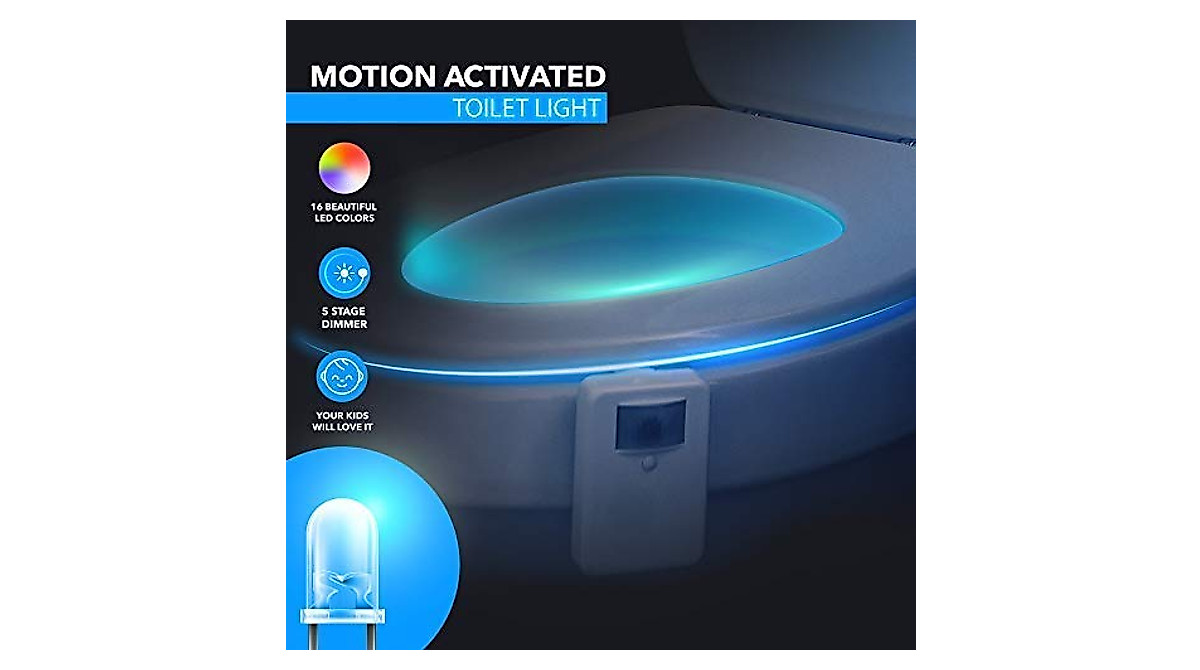 2 Pack Toilet Night Lights with 16 Colors - Fun Motion-Activated LED Decor