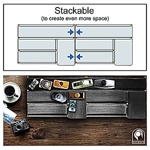 ALCEDIA Cologne Organizer for Men - 4 Tiered Solid Wood Cologne Stand Display Shelf with Hidden Compartment. Vanity Organizer, Perfume Organizer, Spices Organizer and Funko Pop Shelves. (Rustic Black)