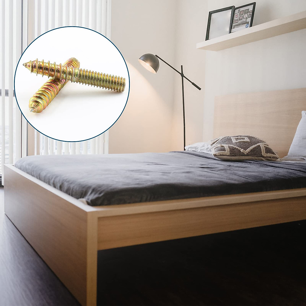 Waziaqoc 8 PCS Hanger Bolts 1/4 x 1-1/2 Inch Double Headed Bolt Self-Tapping Bolts Wood Joint Screw for Furniture