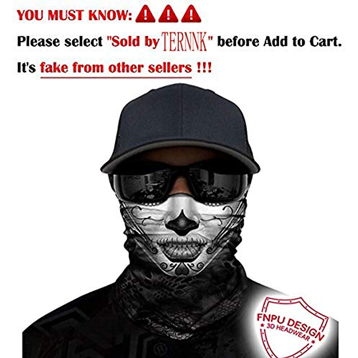 TERNNK Seamless Neck Gaiter Shield Scarf Bandana Face Mask Seamless UV Protection for Motorcycle Cycling Riding Running Headbands