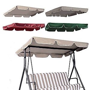 Porch Swing Canopy, Replacement Waterproof Swing Top Cover, Garden Swing Seat Replacement Canopy Sun Shade Awning Cover Outdoor Patio Ham-Mock Swing Canopy (Khaki)