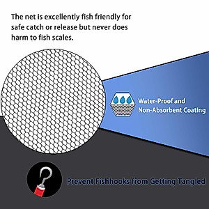 Collapsible Telescopic Pole Fishing Net - Folding Extend Rubber Coated Freshwater Saltwater Landing Net for Trout Bass Steelhead Salmon Kayak (SD-139S(1.1M))