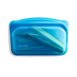 Stasher Platinum Silicone Food Grade Reusable Storage Bag, Blueberry (Snack) | Reduce Single-Use Plastic | Cook, Store, Sous Vide, or Freeze | Leakproof, Dishwasher-Safe, Eco-friendly | 12 Oz