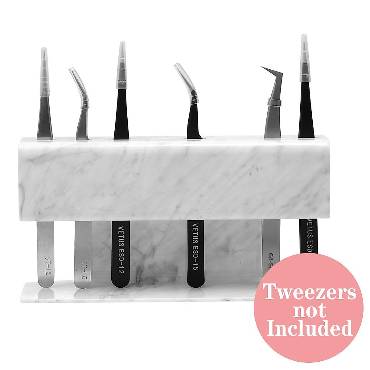 Lash Extension Supplies Tweezer Holder Stand GEMERRY Eyelash Extension Supplies Accessories Tools Acrylic Display Storage 8 Pcs Tweezers Shelf Holder (Marbling)