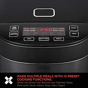 Crux 20 Cup Induction Rice Cooker, Multi-Cooker, Food Steamer, Slow Cooker, Stewpot, Easy One-Pot Healthy Meals, Dishwasher Safe Non-Stick Bowl, Black, one size