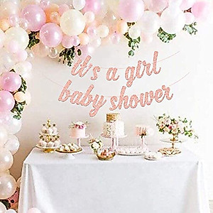 Baby Shower Decorations for Girl - Rose Gold It’s a Girl , Baby Shower Banner and Gifts Banner for Baby Girl Shower Party Kit Supplies Decorations decor