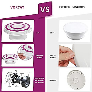 VORCAY 100 Pcs Cake Decorating Kits Supplies - Newest Cake Turntable with Roller Smoothly and Even In Rotation Helps Decorate Cake Easily And Beautiful for Birthday Wedding