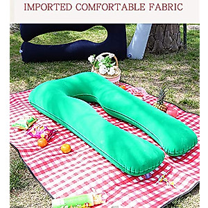 MJMH Updated Large Inflatable Pillow Flocked Fabric Pregnancy Pillow Maternity Pillow Nursing Pillow Sleeping Pillow Body Pillow Travel Pillow Home Use and outdoor Use 55 inch US Stock (Green)