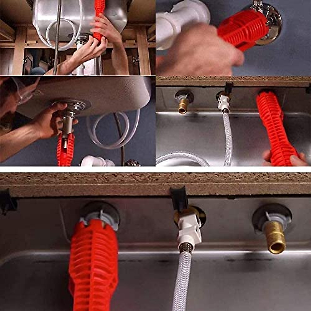 Faucet and Sink Installer（8-in-1）Multi-purpose Wrench Plumbing Tool for Toilet Bowl/Sink/Bathroom/Kitchen Plumbing Repair Installation Hand Tools(red)…