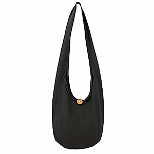 Lovely Creations Hippie Boho New Elephant Crossbody Bohemian Gypsy Sling Shoulder Bag Small Size (S Black)