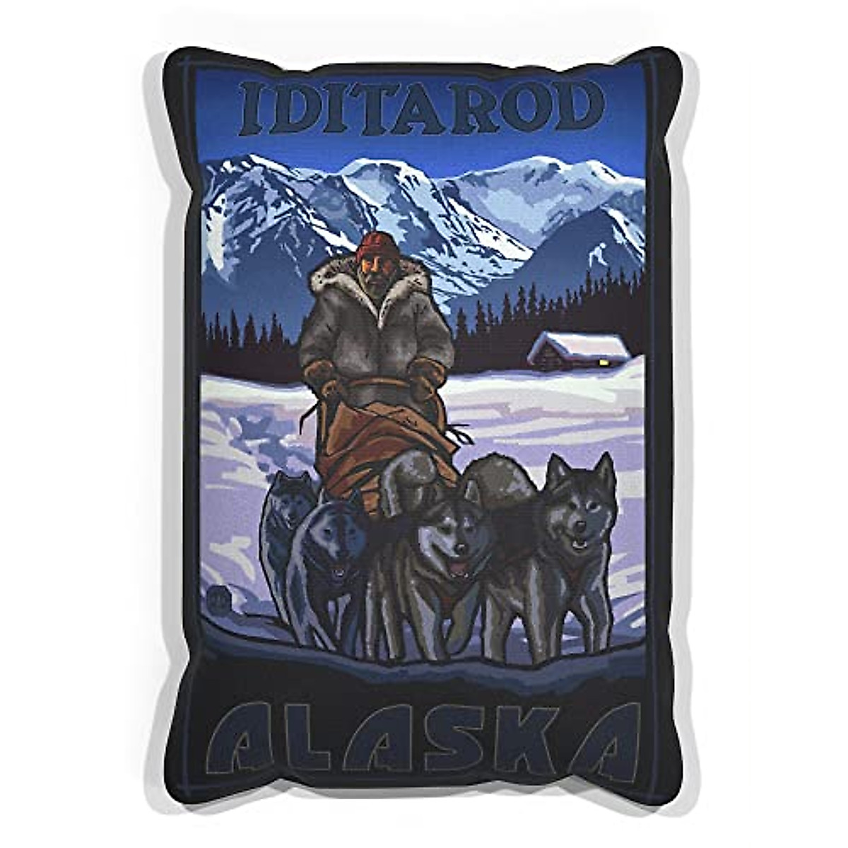 Iditarod Alaska Sled Dogs Canvas Throw Pillow for Couch or Sofa at Home & Office from Travel Artwork by Artist Paul A. Lanquist 13" x 19".