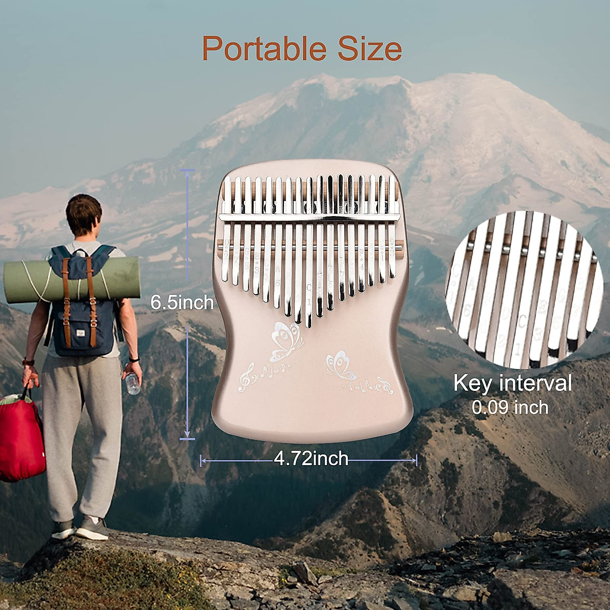 ALAUTRY Kalimba Thumb Piano 17 Keys, Portable Mbira Finger Piano with Music Books & Tuning Hammer, Gifts for Kids Adults Beginners Professional…