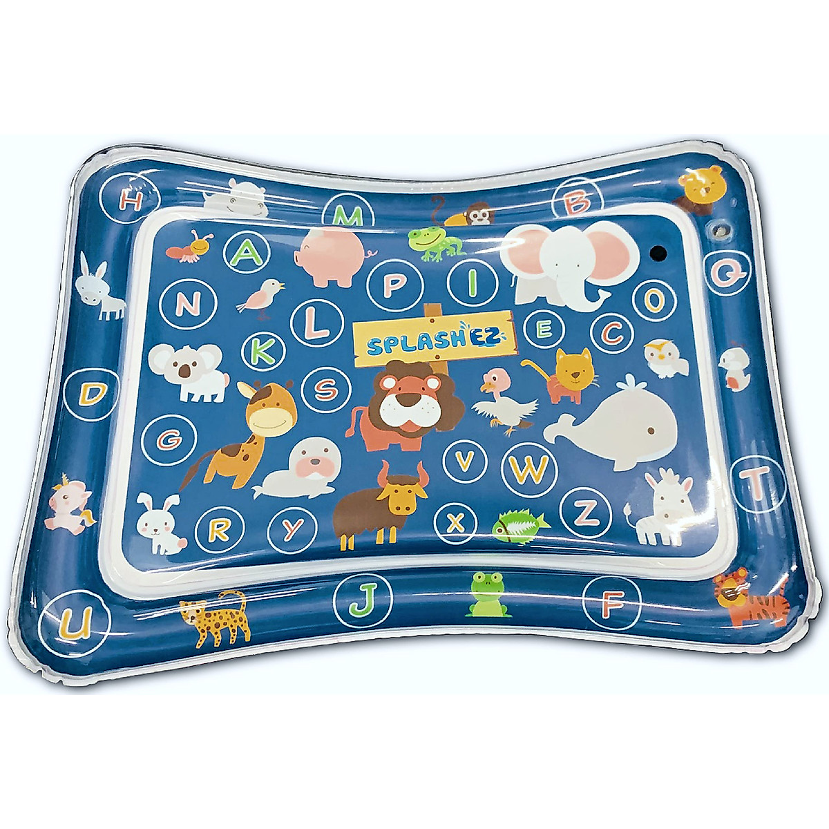SplashEZ Water Mat for Babies – Inflatable Tummy Time Water Play Activity Mat with Animals & Letters Stimulates Brain Development – BPA-Free, Sensory Baby Boy & Girl Mats, 26x20x2.5 in.