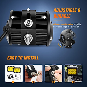 Nilight LED Light Bar 2Pcs 4 Inch 36W Yellow Flood Spot Combo Triple Row Driving Lamp Roof Bumper Off Road LED Work Lights Pods for Van Camper Wagon Car Pickup Golf Cart ATV UTV SUV Truck Boat 4x4