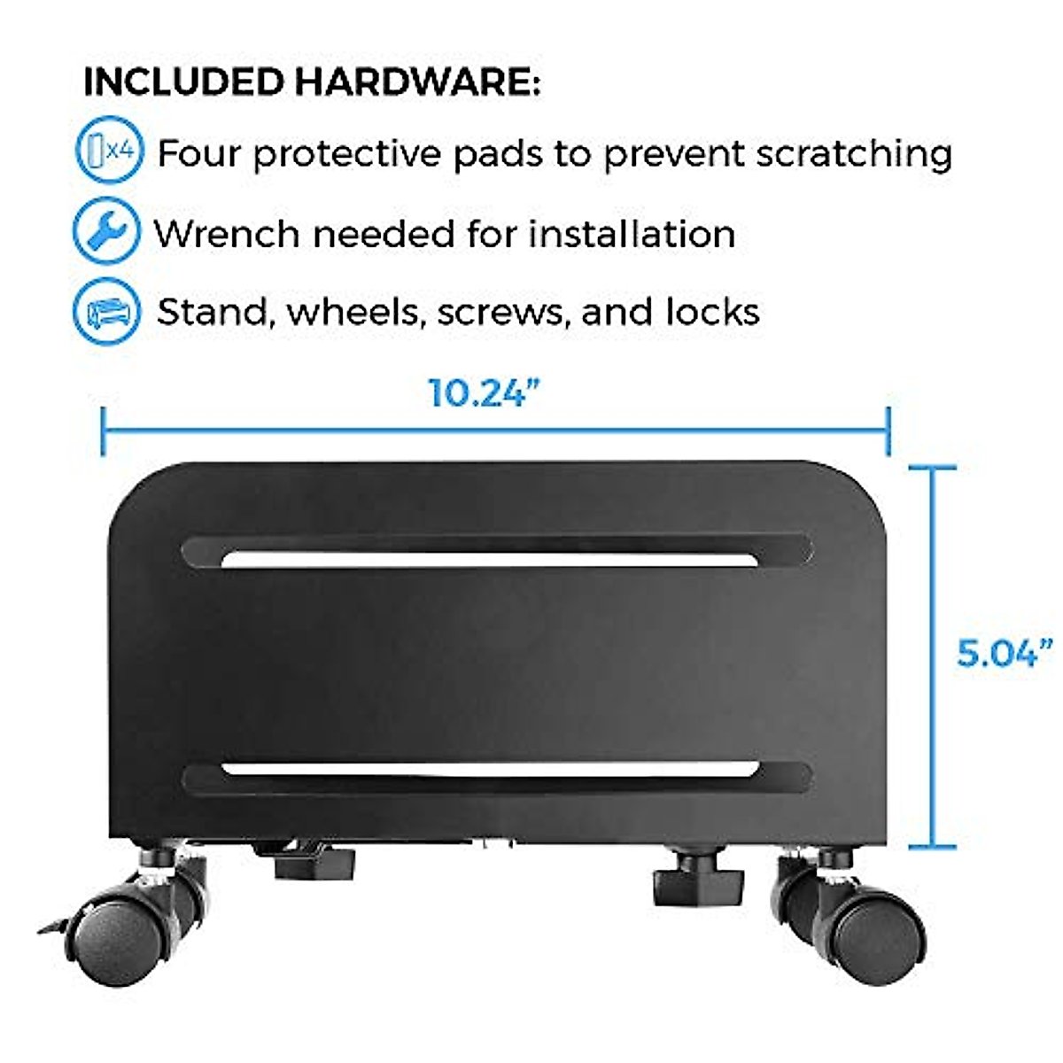 HumanCentric PC Stand – Computer Tower and CPU Stand Cart | Adjustable and Mobile PC Holder with Wheels