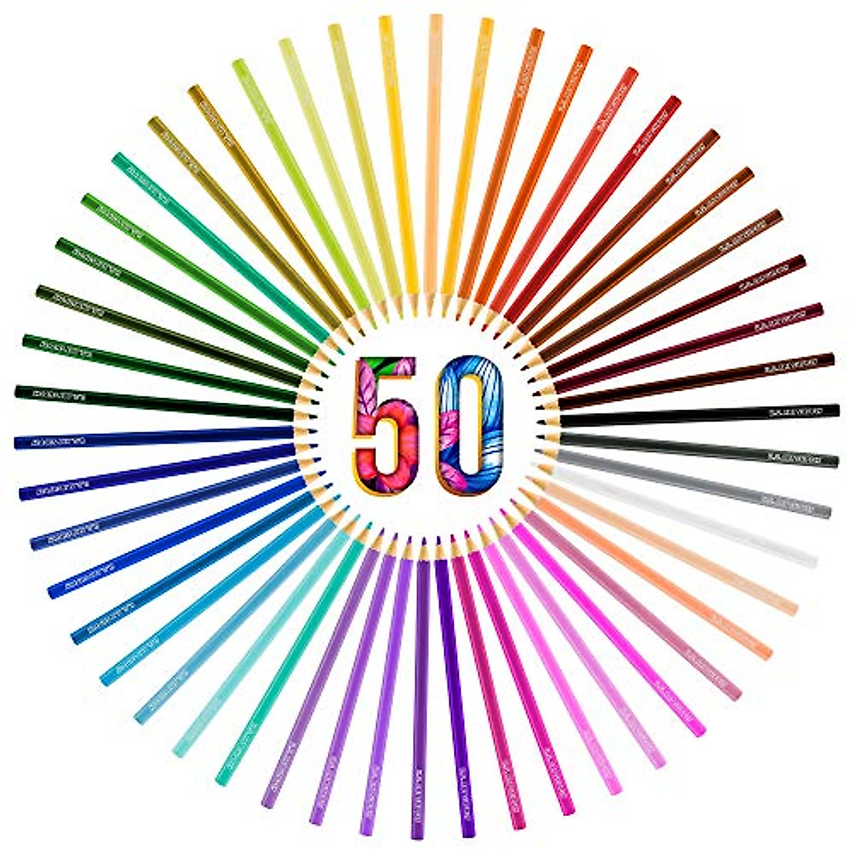 U.S. Art Supply 50 Piece Adult Coloring Book Artist Grade Colored Pencil Set - Vibrant Colors, Smooth Art Drawing, Sketching, Shading, Blending - Fun Activities for Kids, Students, Adults, Beginners