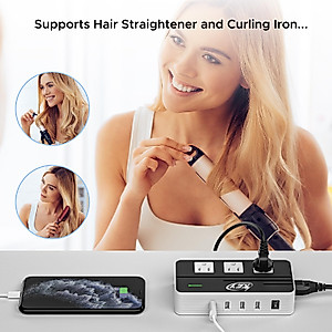 Key Power 230-Watt Step Down 220V to 110V Voltage Converter & International Travel Adapter/Power Converter with USB-C Port 18W - [Use for USA Appliance Overseas in Europe, AU, UK, Ireland, etc.]