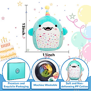 KAQ Plush Toy Cute for Birthday: 12 inch Shark Plush Pillow Gift for Kids Toddlers - Soft Boys Stuffed Animal for Party