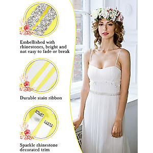 Jecery 3 Pieces Rhinestone Bridal Wedding Sash Belts Handmade Crystal Bridesmaid Sash for Formal Evening Dress Belts (White)