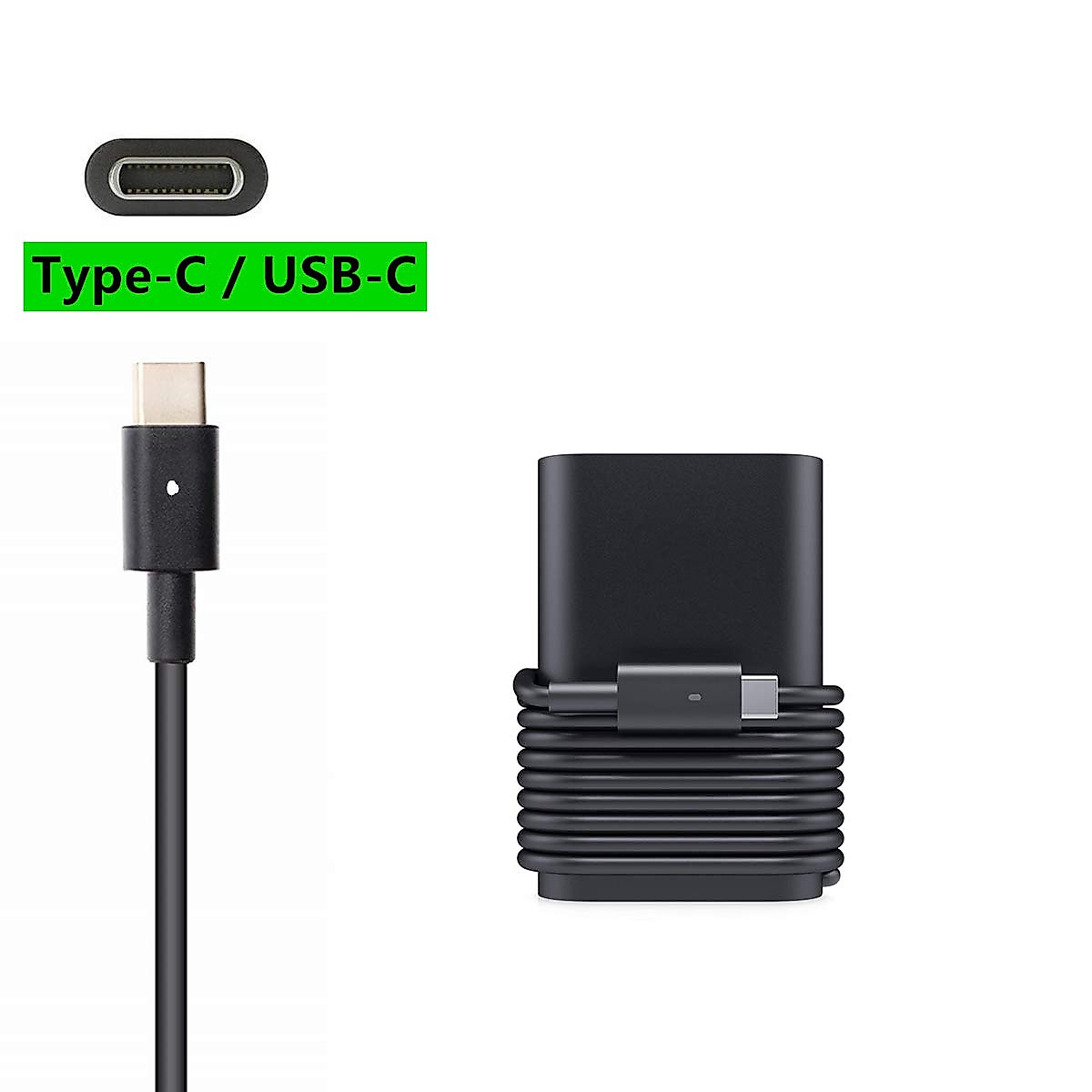 New USB-C Laptop Charger 45W for Dell XPS 13 9360 9365 9380 Adapter; Inspiron 14 7437 Latitude 7390 2in1 7275 7370 5175 5285; LA45NM150; 04RYWW; 0HDCY5