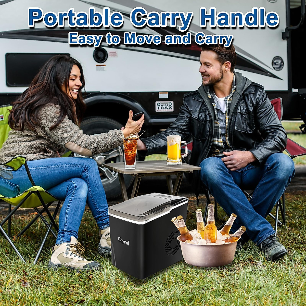 Ice Maker Countertop–9 Ice Cubes Ready in 6 Mins - 26LBS/24Hrs, One-Click Operation Compact Portable Ice Cube Maker with Ice Scoop/Basket for Home/Kitchen/Office/Bar