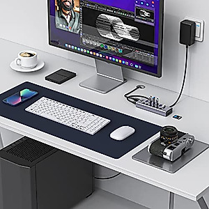 LIONWEI Universal 8-Port Powered USB 3.0/USB C Hub, Aluminum USB Splitter with 6 USB 3.0 Data Ports, SD/TF Card Readers, On/Off Power Switches, AC Adapter