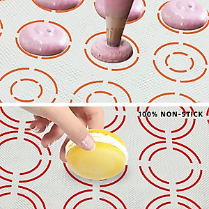 Silicone Baking Mat Set of 3, 2 Large Baking Mat (11.5"X16.5"), 1 Quarter Baking Sheets, Non-Stick Reusable Macaron Silicone Mats for Cookie, Macaron, Pizza, Bread, Bun