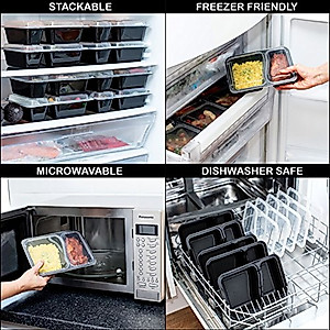 Igluu Meal Prep Containers [10 Pack] 2 Compartment with Airtight Lids - Plastic Food Storage Bento Box - BPA Free - Reusable Lunch Boxes - Microwavable, Freezer and Dishwasher Safe (30 oz)