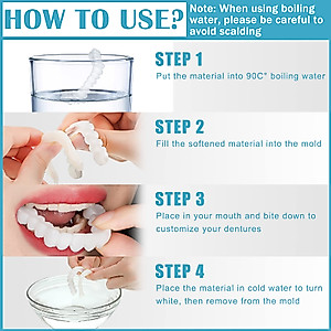 2 Set Fake Teeth Denture Teeth Veneer Snap in Teeth Confidence Smile Dentures Veneer Fake White Teeth with 2 Pieces Mini Tweezers for Halloween Men and Women Bad Teeth Whitening Alternative