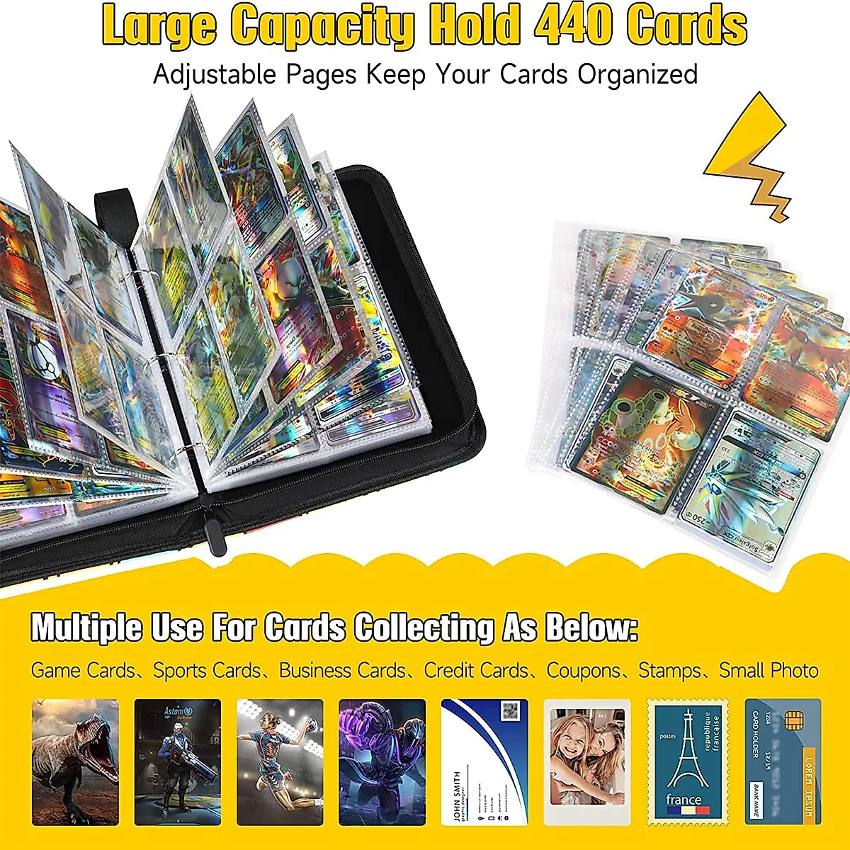 Card Binder, SouthStar 4-Pocket Trading Cards Binders 400 Pockets with 50 Removable Sleeves, 3-Ring Card Collection Album Holder Card Storage for Girls Trading Cards