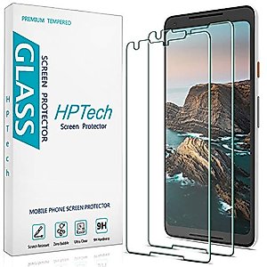 HPTech 2-Pack Tempered Glass For Google Pixel 2 XL Screen Protector, Easy to Install, Bubble Free, 9H Hardness