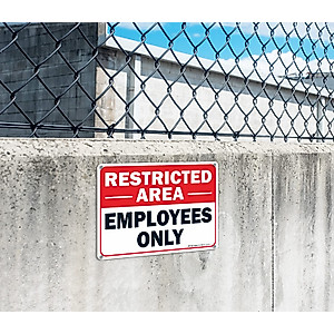 Restricted Area Sign, Do Not Enter Signs Metal, 2 Pack, 10 x 7 inch .40 Rust Free Aluminum, UV Protected, Weather Resistant, Waterproof, Durable Ink, Easy to install