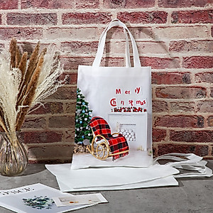 Frienda 8 Pieces Sublimation Tote Bags Sublimation Blank Canvas Bags Reusable Polyester Grocery Bags for DIY Crafting and Decorating