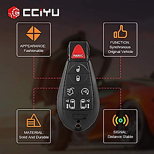 cciyu 1X Replacement Keyless Entry Remote Control Car Key Fob 7 Buttons Replacement for 08 09 10 11 12 13 14 for Volkswagen Routa for Dodge for Grand for Caravan for Chrysler Town Country 56046708AA