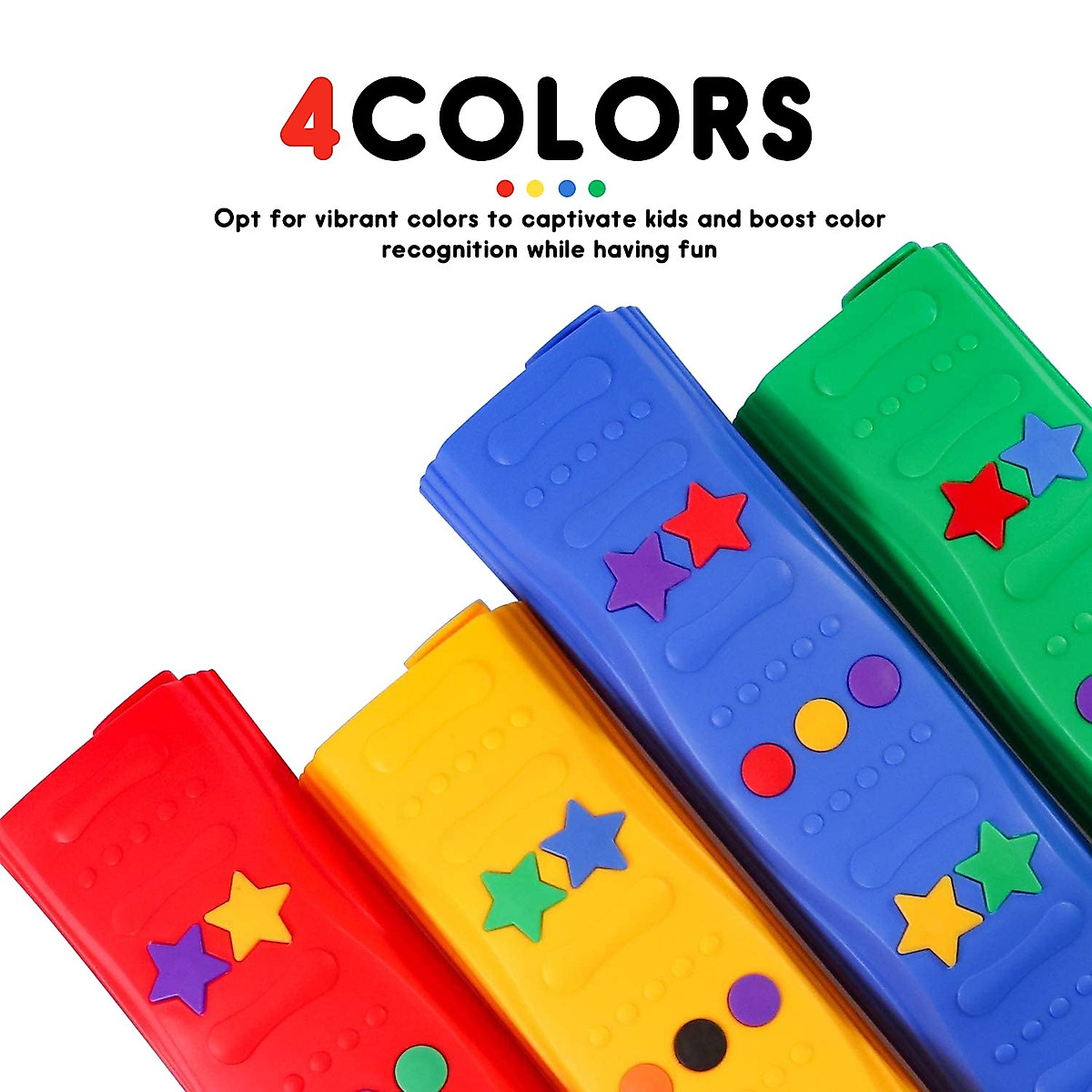 MOCUTEEN Kids Balance Beam Toddler Stepping Stones Max Load 220LBS 12 PCS Non-Slip Textured Surface & Rubber Pads Bottom Promote Agility Coordination Five Star Pattern