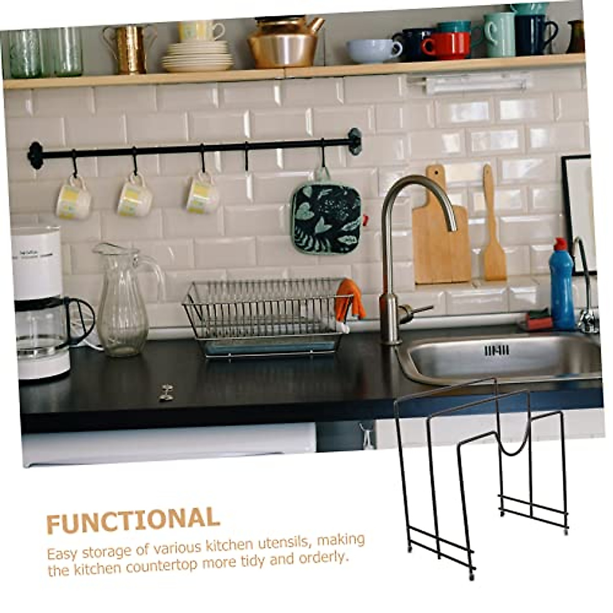 TIDTALEO Chopping Board Rack Kitchen Organizer for Pan Pot Lid Stand Baking Organizer Storage Pot Holders for Kitchen Cutting Board Storage Pan Lid Holder Carbon Steel Storage Box Pot Cover