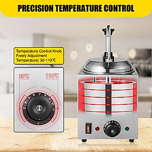 2.6 Qt Nacho Cheese Dispenser,800W Stainless Steel Commercial Cheese Machine Dispenser, Electric Countertop Sauce Warmer Dispenser for Nacho Cheese Sauce, Hot Fudge, Ketchup